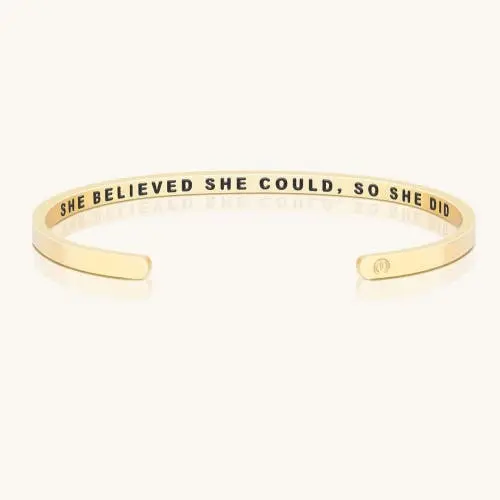 MANTRA She Believed She Could" Stainless Steel Bracelet - Inside - Yellow Gold