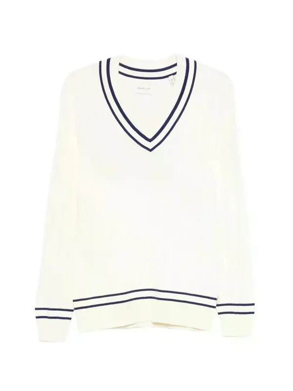 Gant Cable-knit Striped-trim Sweater - Neutrals
