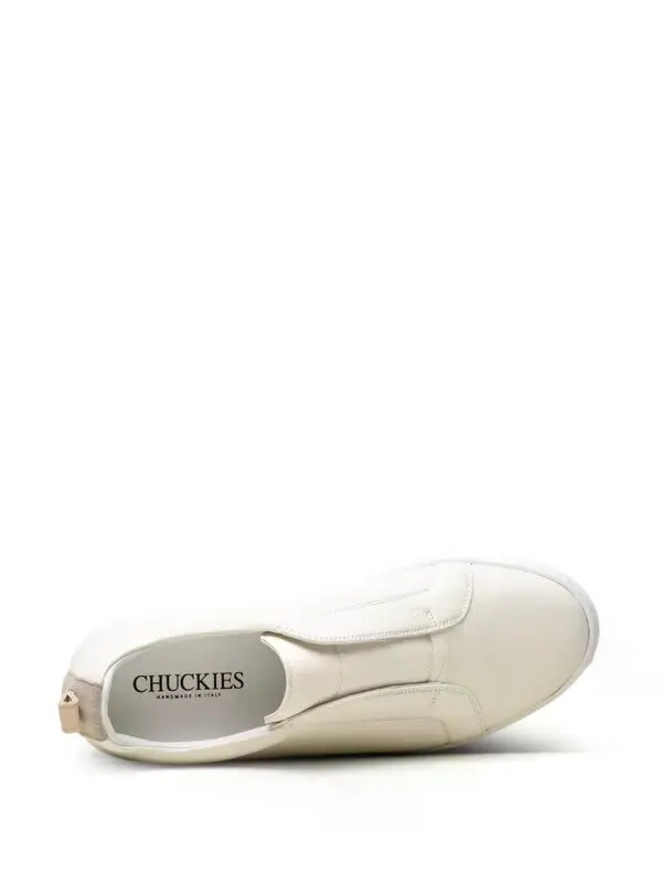 CHUCKIES Pebbled-leather Slip-on Sneakers