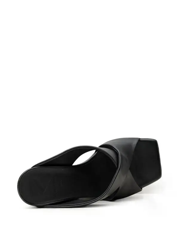 Vicini Crossover-strap Wedge Mules - Black