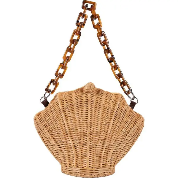 JELAVU Shellie Shell Basket Bag - Light Brown Natural