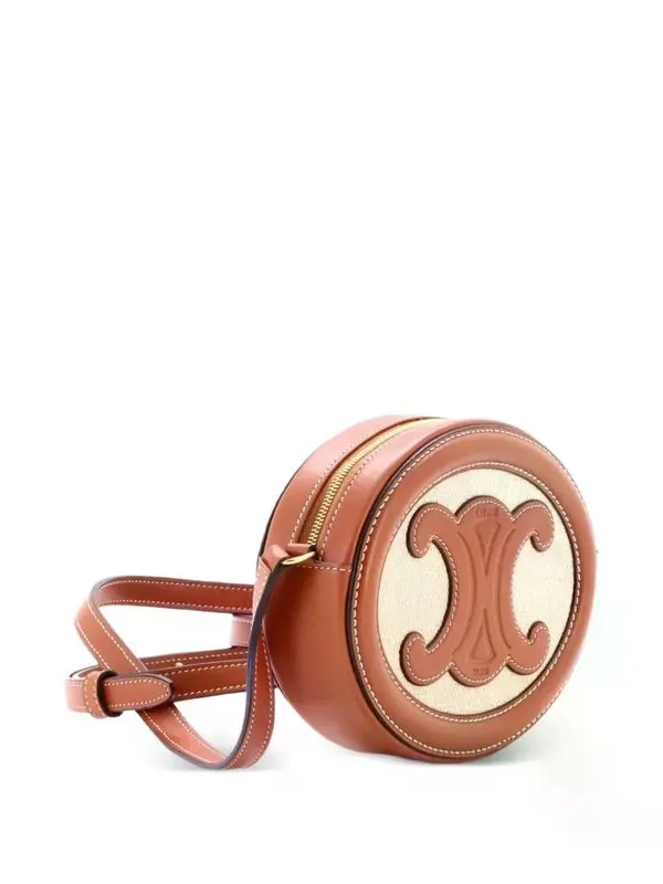 Celine Triomphe Oval Canvas And Leather Crossbody Bag
