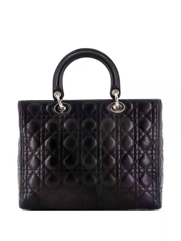 Dior Lady Large Tote Bag Cannage Quilt Lambskin - Black