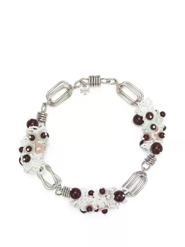 Tory Burch Runway Beaded Necklace - Silver