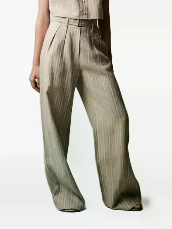 HEVRON Striped Pleated Trousers