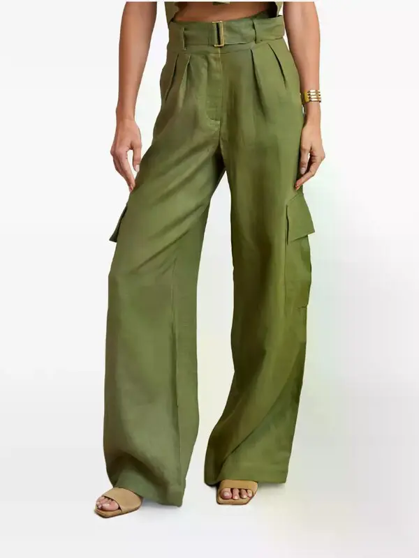 HEVRON Belted Pleated Cargo Pants