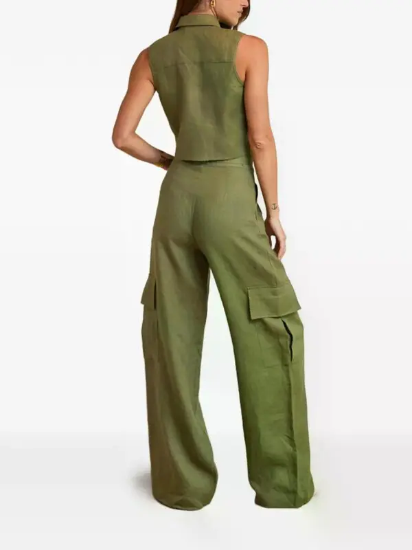 HEVRON Belted Pleated Cargo Pants
