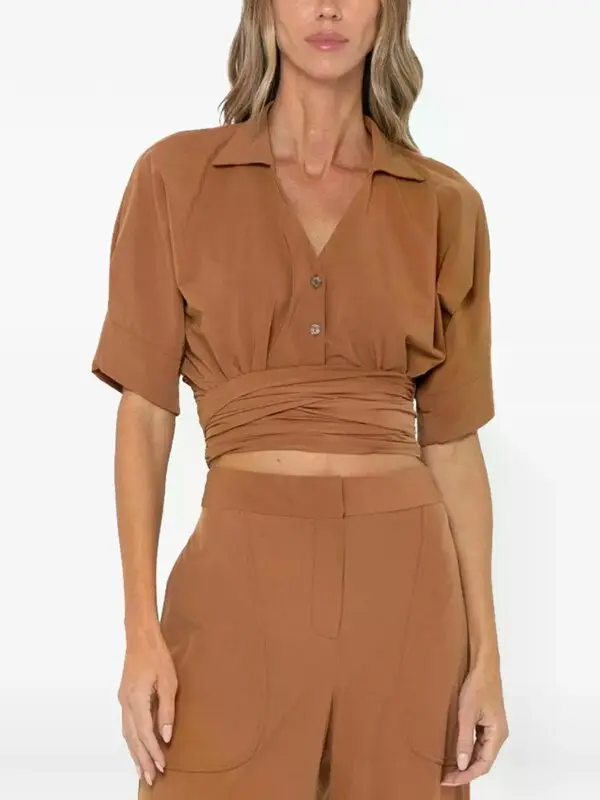 JBQ Halle Wrap-around Cropped Blouse