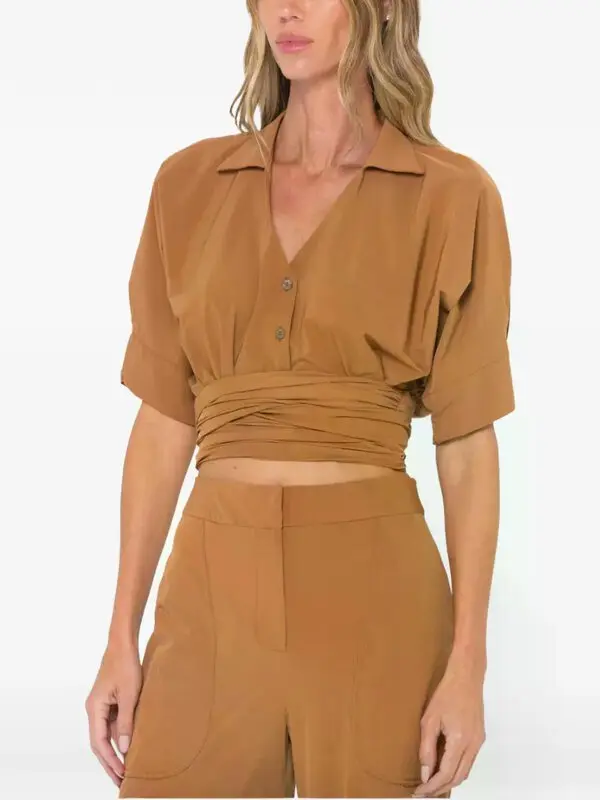 JBQ Halle Wrap-around Cropped Blouse