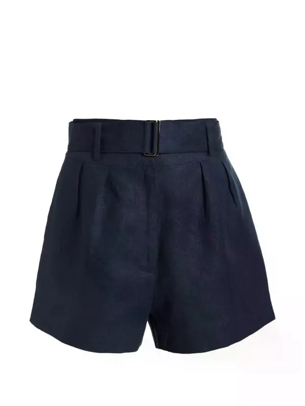 HEVRON Zinna Belted Pleated Shorts
