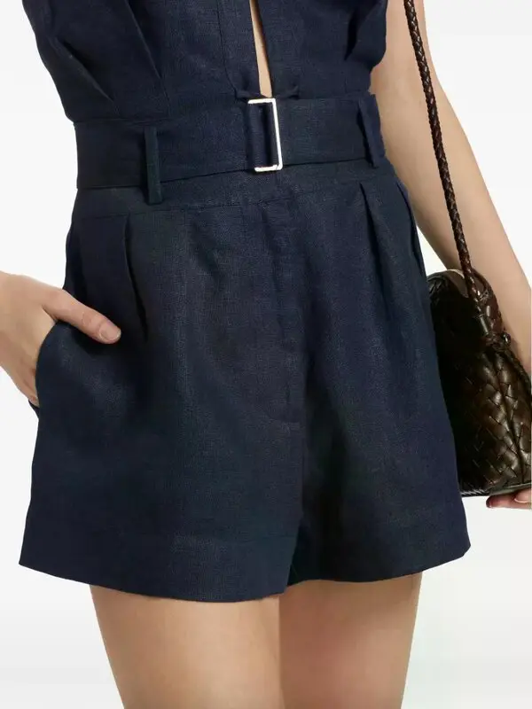 HEVRON Zinna Belted Pleated Shorts