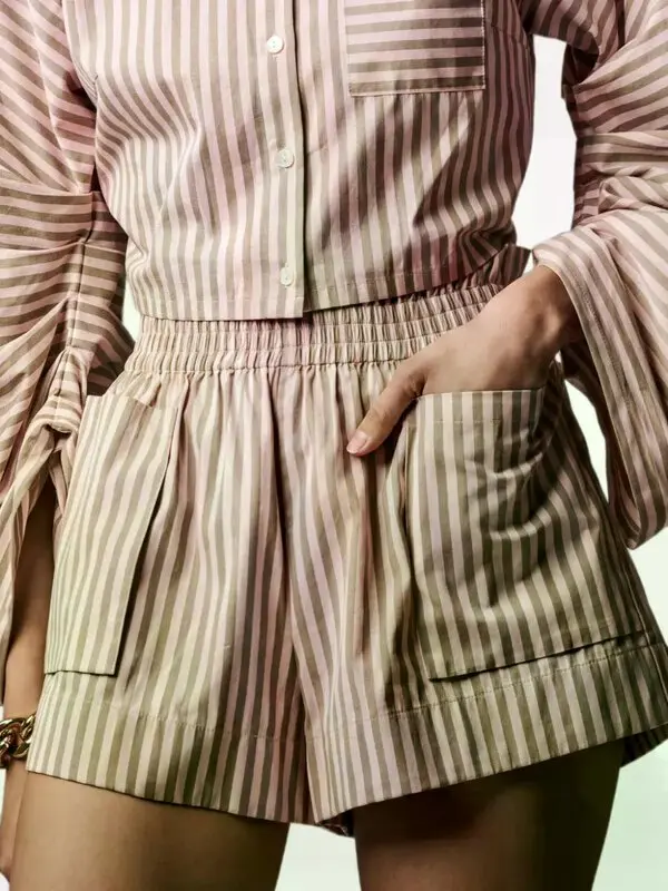 HEVRON Striped Patch-pocket Shorts