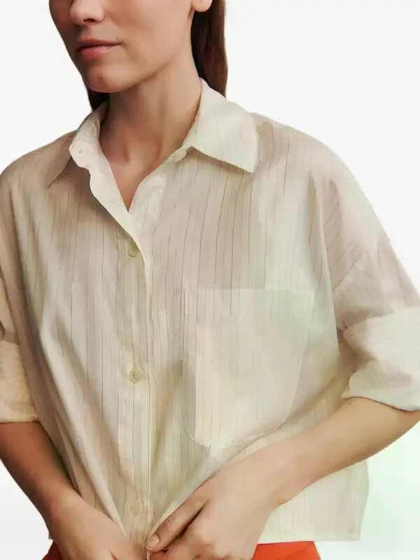 TWP Striped Cropped Shirt