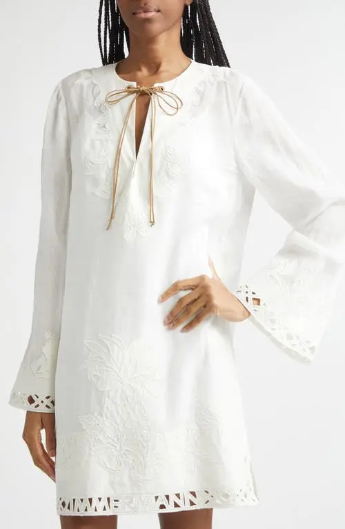Zimmermann Indra Embroidered Tunic Dress - Ivory