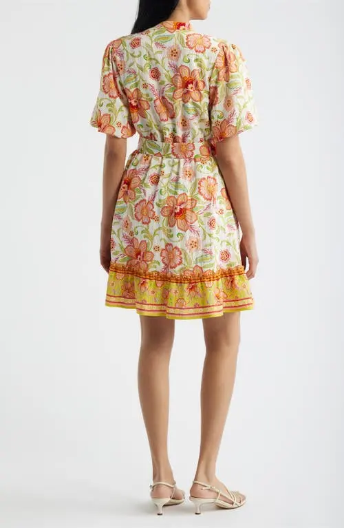 Sam Edelman Floral Puff Sleeve Belted Dress