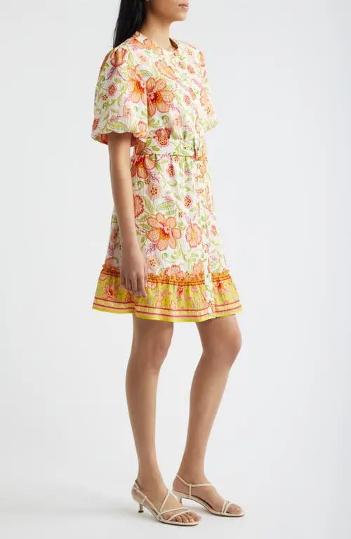 Sam Edelman Floral Puff Sleeve Belted Dress