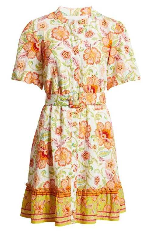 Sam Edelman Floral Puff Sleeve Belted Dress