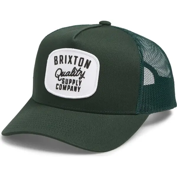 Brixton Hubal Netplus® Embroidered Logo Patch Trucker Hat - Primal Green/primal Green