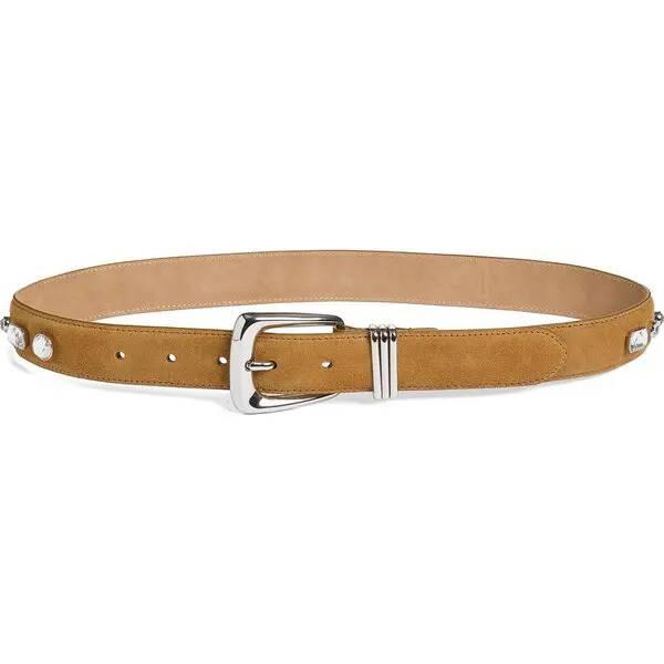 Veronica Beard Crystal Arch Suede Belt - Acorn