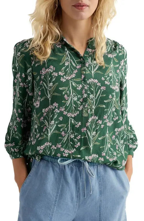 SEASALT CORNWALL Willow Floral Print Popover Top - Yarrow Study Treetop