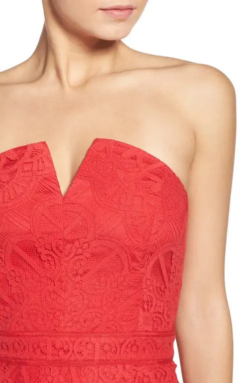 Adelyn Rae Strapless Lace High-low Dress