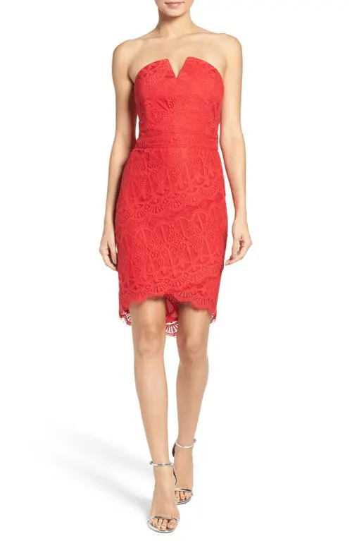 Adelyn Rae Strapless Lace High-low Dress