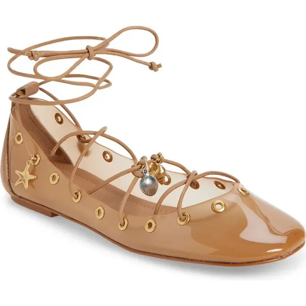 Farm Rio Sea Lace-up Jelly Ballerina Flat - Toffee
