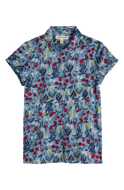SEASALT CORNWALL Rushmaker Floral Organic Cotton Voile Button-up Shirt - Spring Stems Seascape Mix