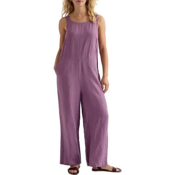 SEASALT CORNWALL Salt Air Wide Leg Linen Jumpsuit - Verbena