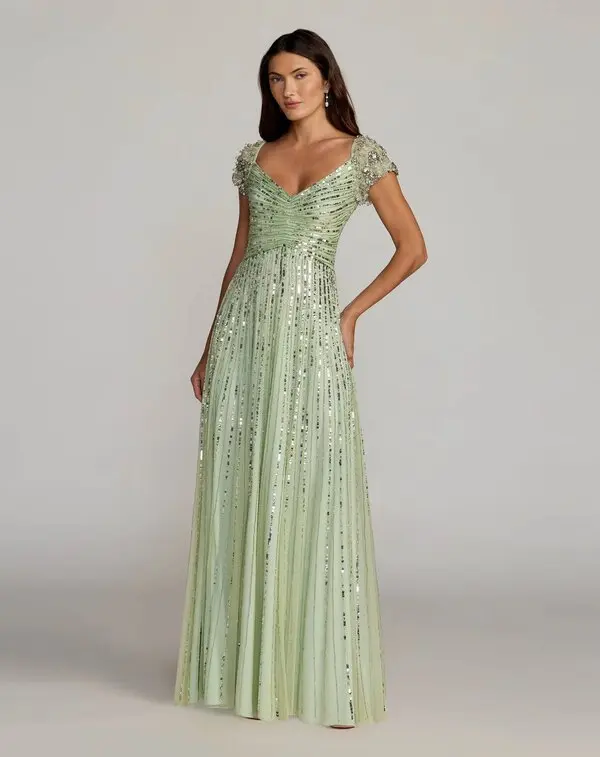 Mac Duggal Sequin Embellished Evening Gown - Green