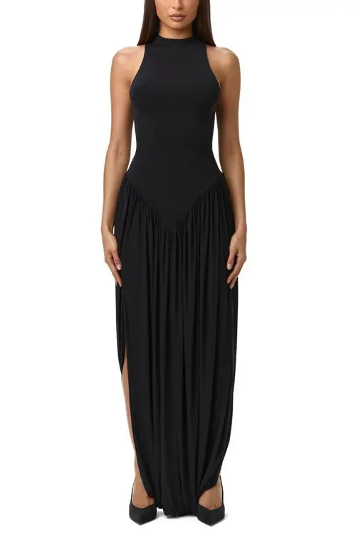Naked Wardrobe Sleeveless Mock Neck Maxi Dress - Black