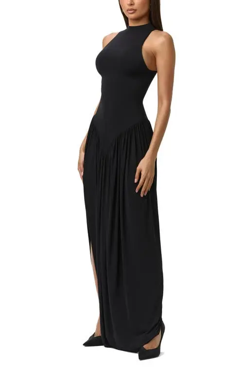 Naked Wardrobe Sleeveless Mock Neck Maxi Dress