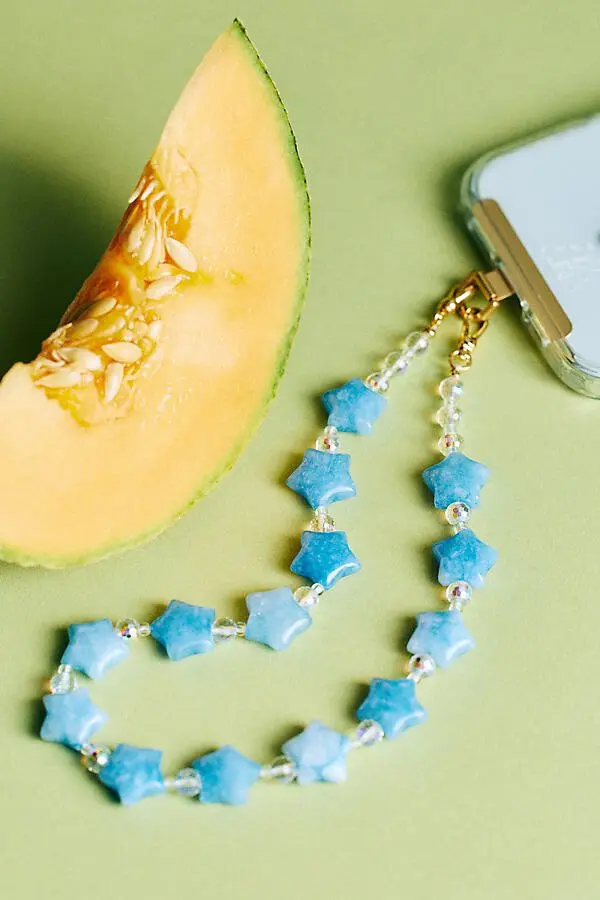 Anthropologie Beaded Phone Chain - Blue Star