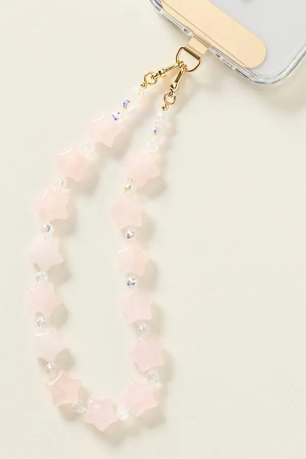 Anthropologie Beaded Phone Chain - Pink Star