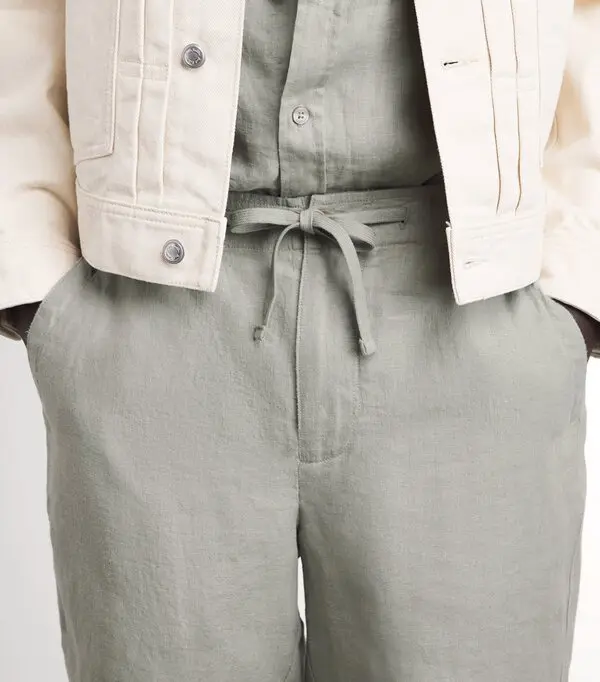 Vince Linen Drawstring Shorts - Green