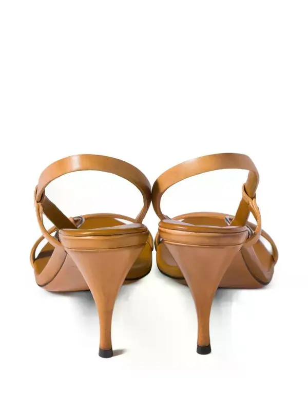 Miu Miu O-ring Leather Heeled Sandals - Neutrals