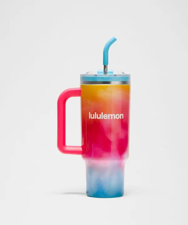 Lululemon Insulated Tumbler 40oz - Tri Smoothie Multi/poolside Blue/stellar Magenta