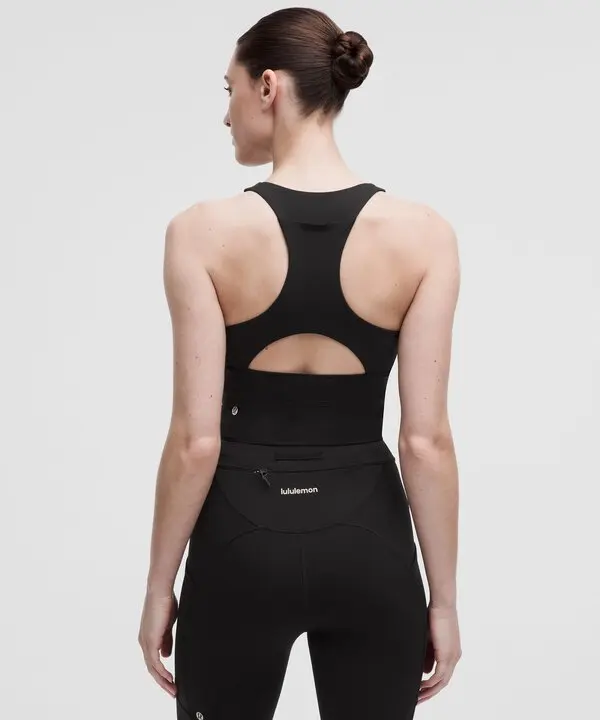 Lululemon Fast And Free Drop-in Pocket Tank Top - Black/light Ivory