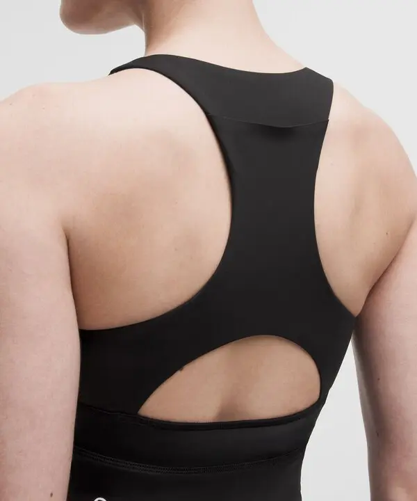 Lululemon Fast And Free Drop-in Pocket Tank Top - Black/light Ivory