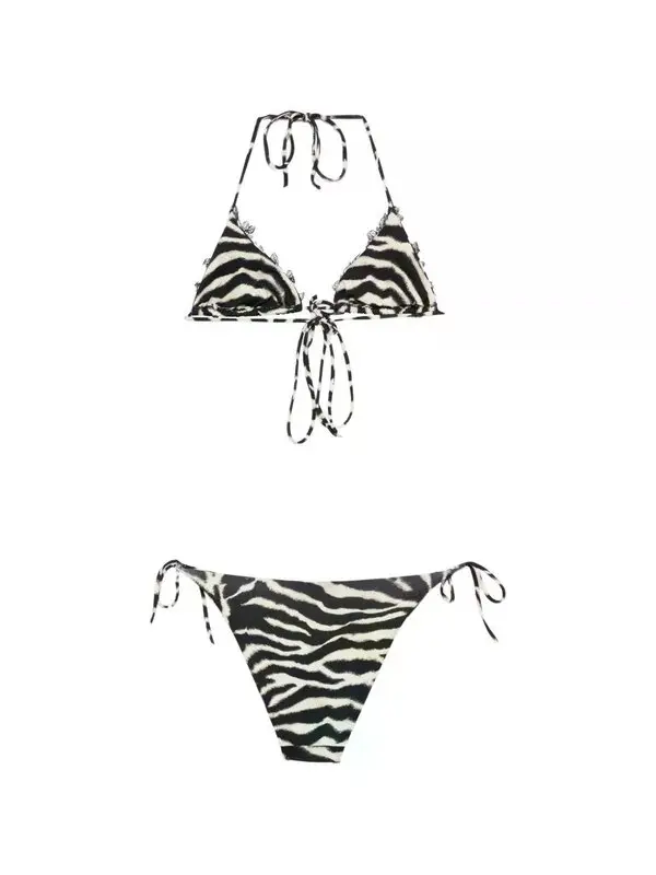 Ermanno Scervino Zebra-print Lace-detail Bikini
