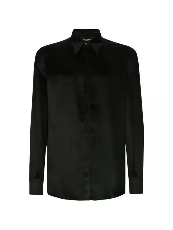 Dolce & Gabbana Silk Satin Martini-fit Shirt - Black