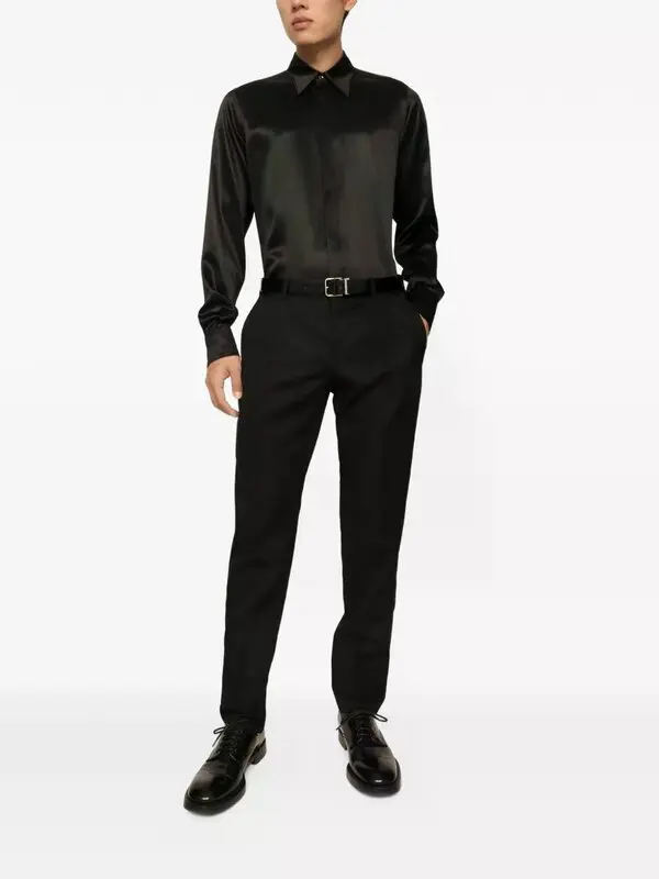 Dolce & Gabbana Silk Satin Martini-fit Shirt - Black