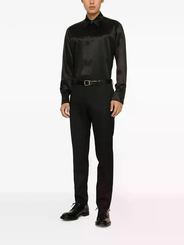 Dolce & Gabbana Silk Satin Martini-fit Shirt - Black