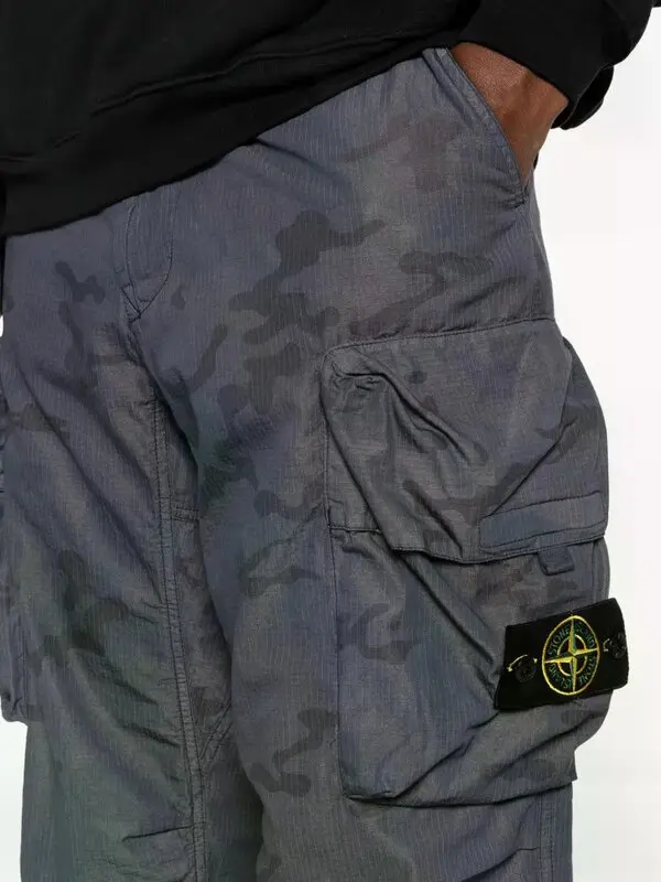 Stone Island Camouflage-print Ripstop Cargo Pants - Blue