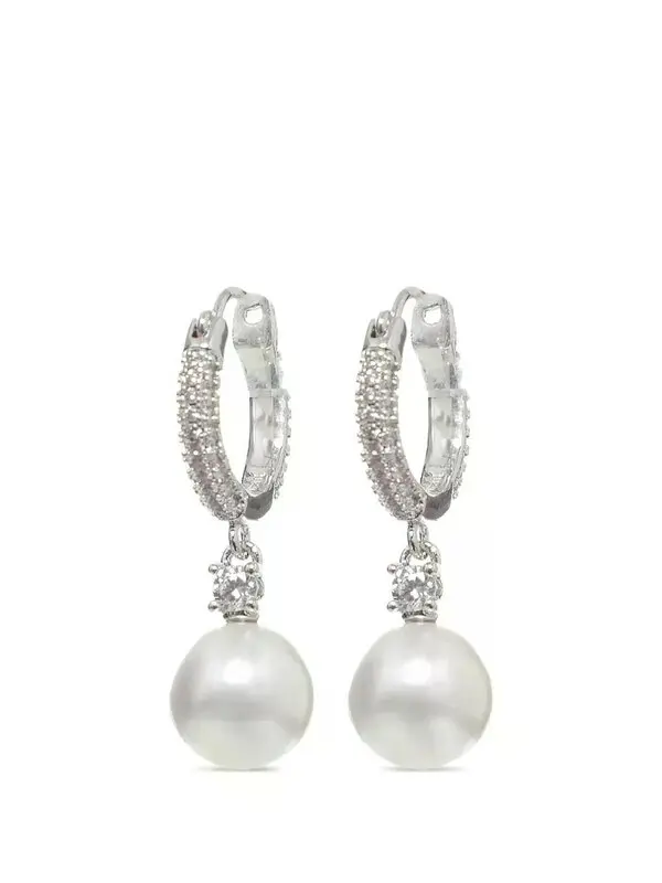 SELF-PORTRAIT Crystal And Faux-pearl Drop Earrings - Silver