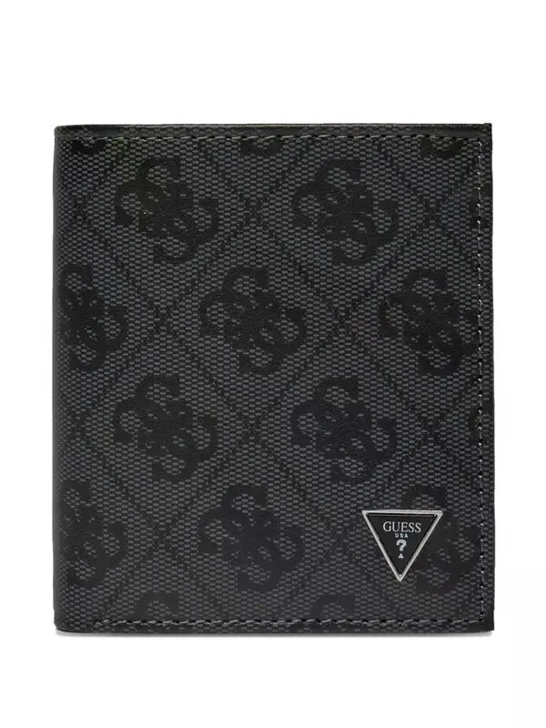 Guess Logo-pattern Logo-plaque Wallet - Black