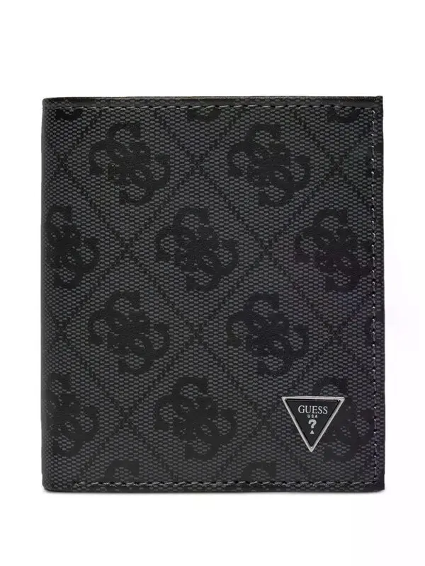 Guess Logo-pattern Logo-plaque Wallet - Black