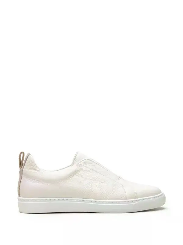 CHUCKIES Pebbled-leather Slip-on Sneakers
