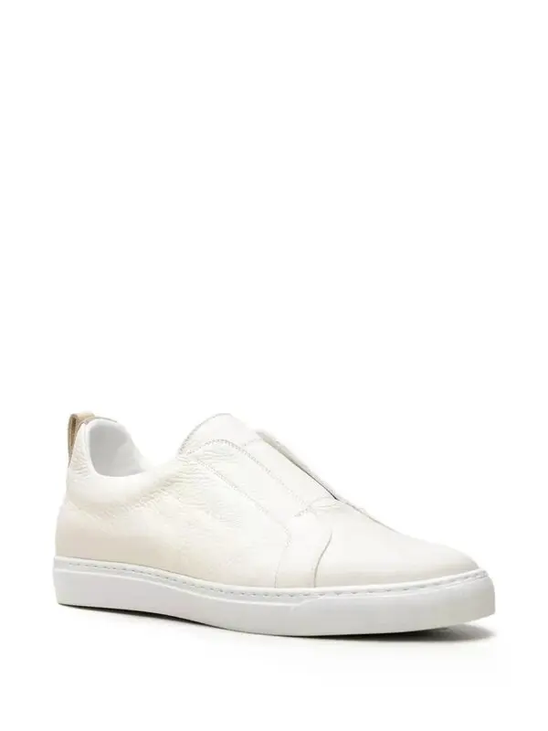 CHUCKIES Pebbled-leather Slip-on Sneakers