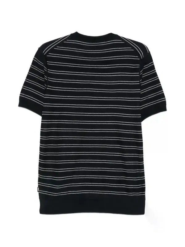 BOSS Striped Short-sleeve Sweater - Black